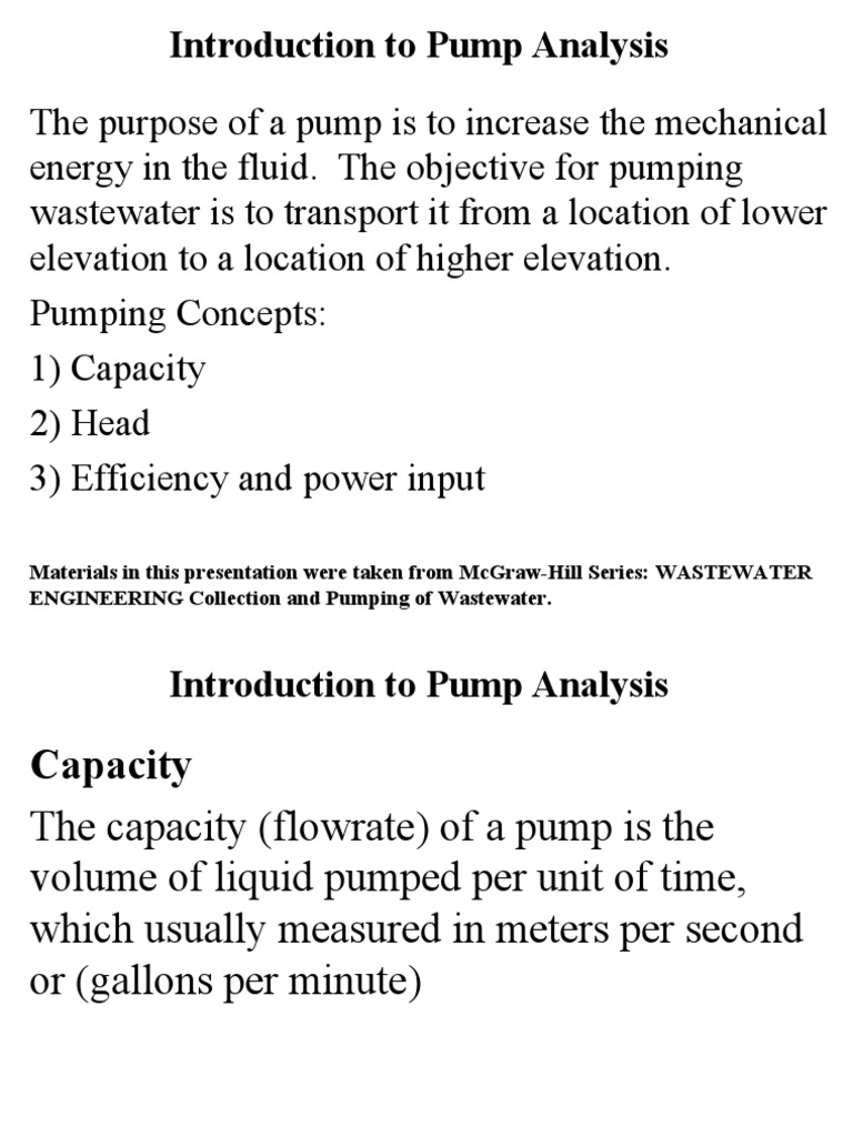 Introduction To Pump Analysis | PDF | Pump | Horsepower
