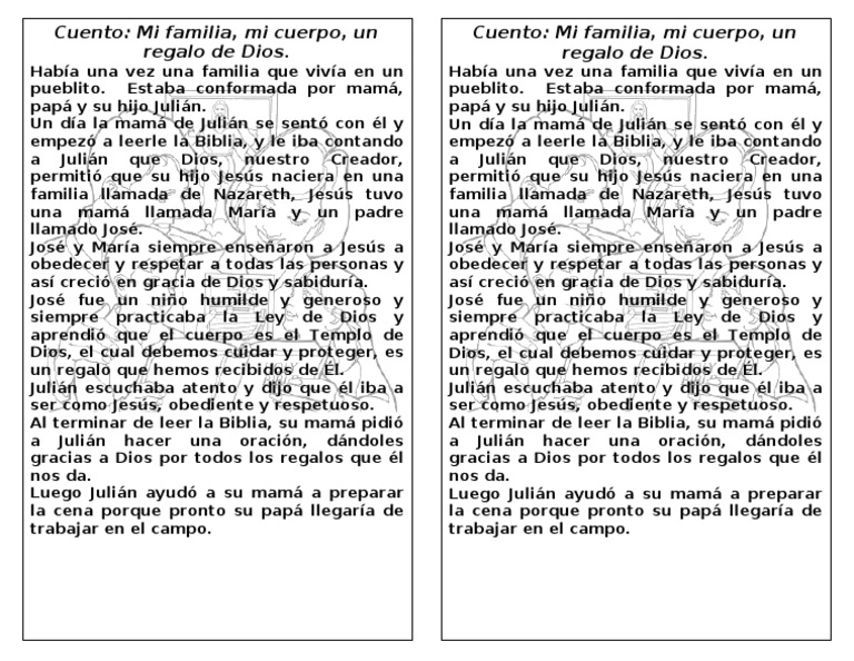 Cuento Mi Familia Mi Cuerpo Un Regalo De Dios Pdf