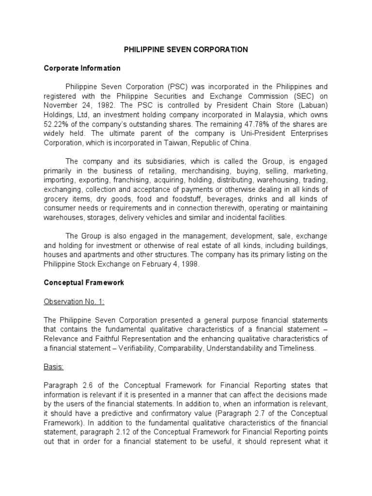 Philippine Seven Corporation Corporate Information | Download Free PDF ...