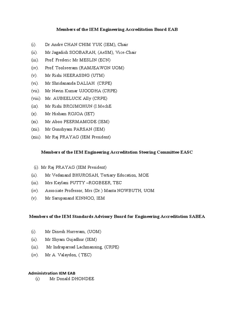IEM Engineering Accreditation Board | PDF