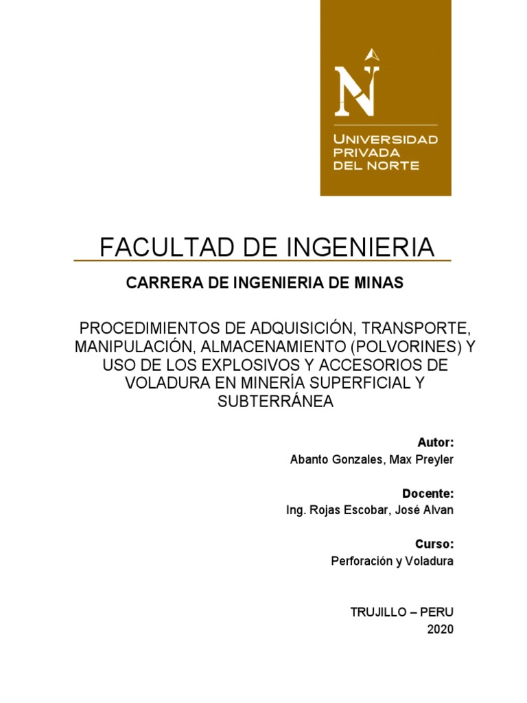 Pervol T1 Procedimientos Explosivos y Accesorios | PDF | Minería ...
