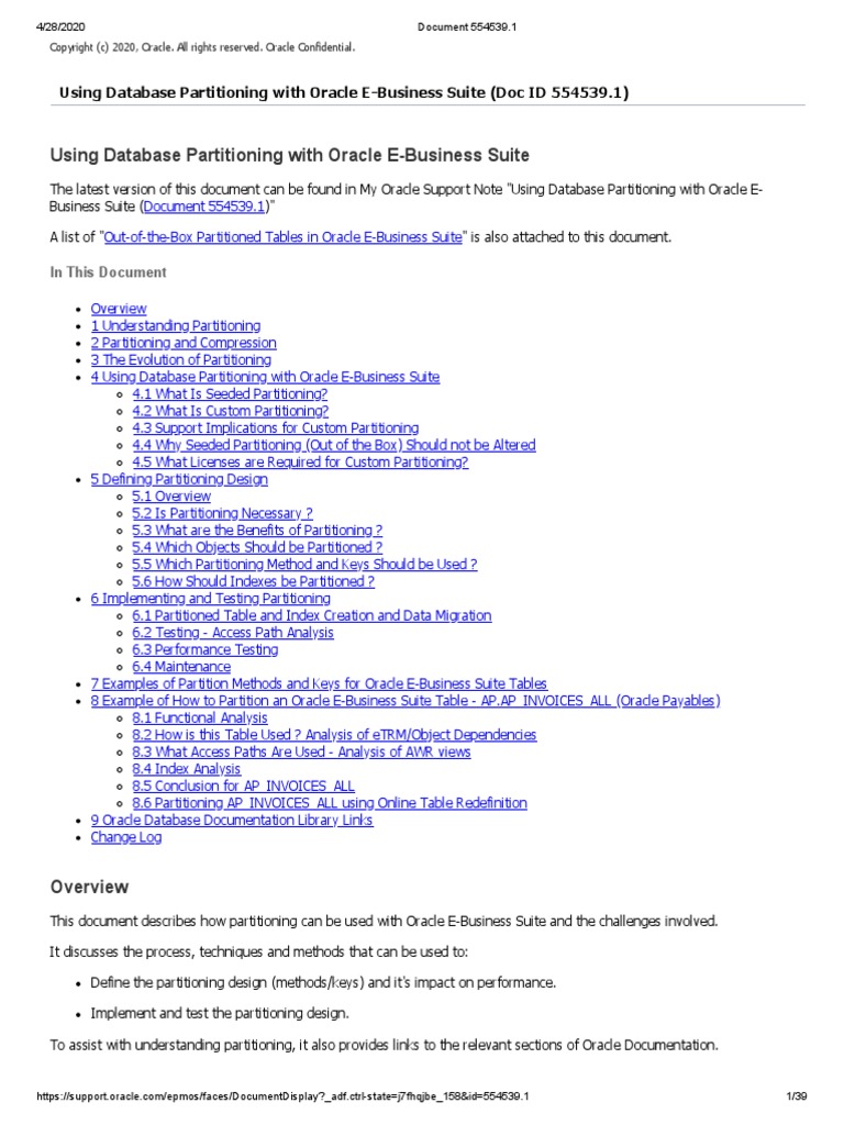 Using Database Partitioning With Oracle E-Business Suite (Doc ID 554539.1) | PDF | Database ...
