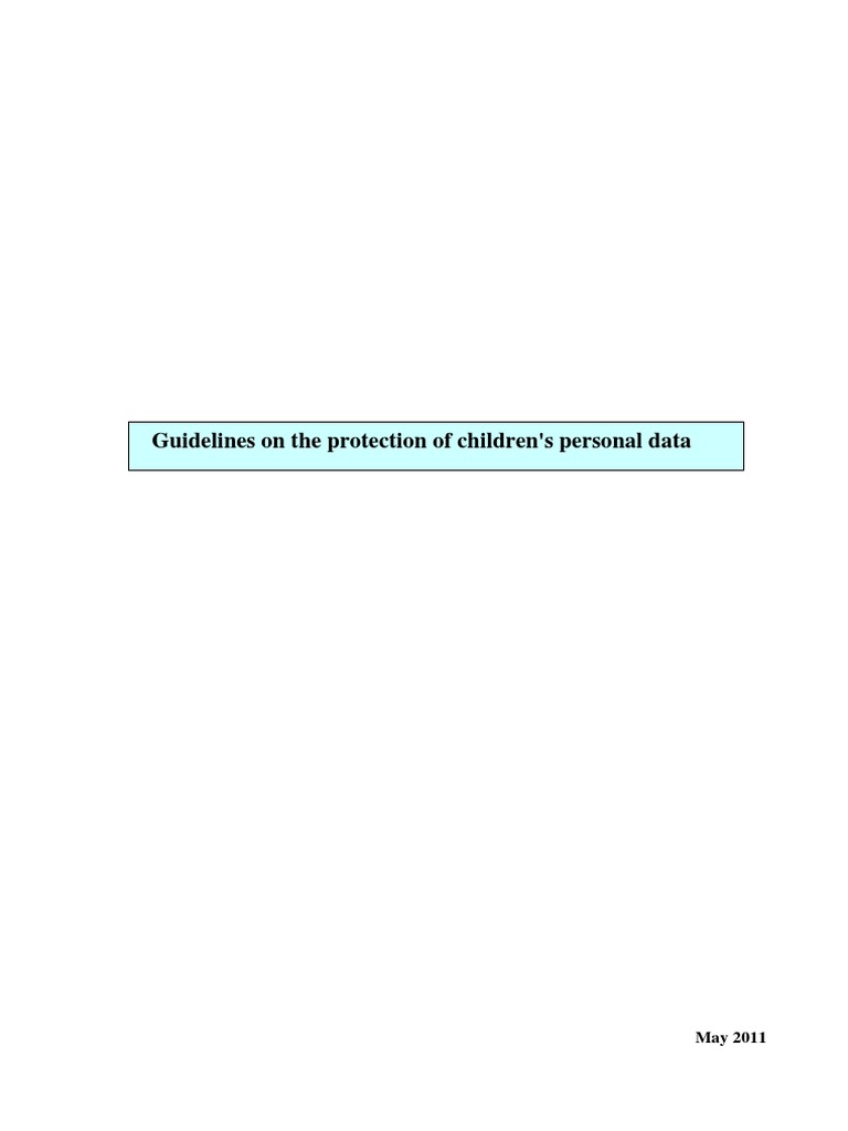Guidelines On The Protection of Children Personal Data | PDF | Informed ...