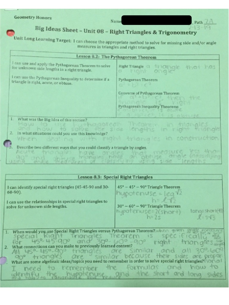 Kami Export - Student Example Big Ideas Sheet and Assignment Sheet | PDF | Trigonometric ...