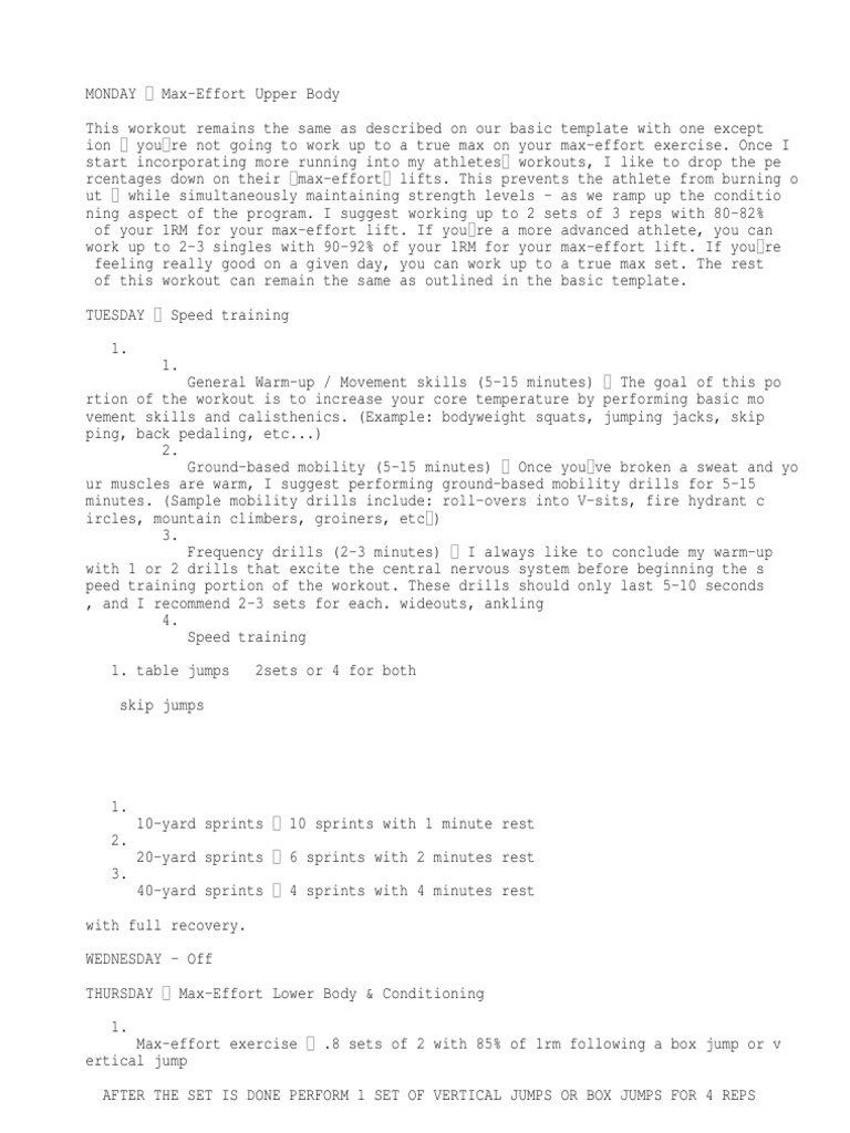 Speed Strength Template | Download Free PDF | Physical Exercise ...