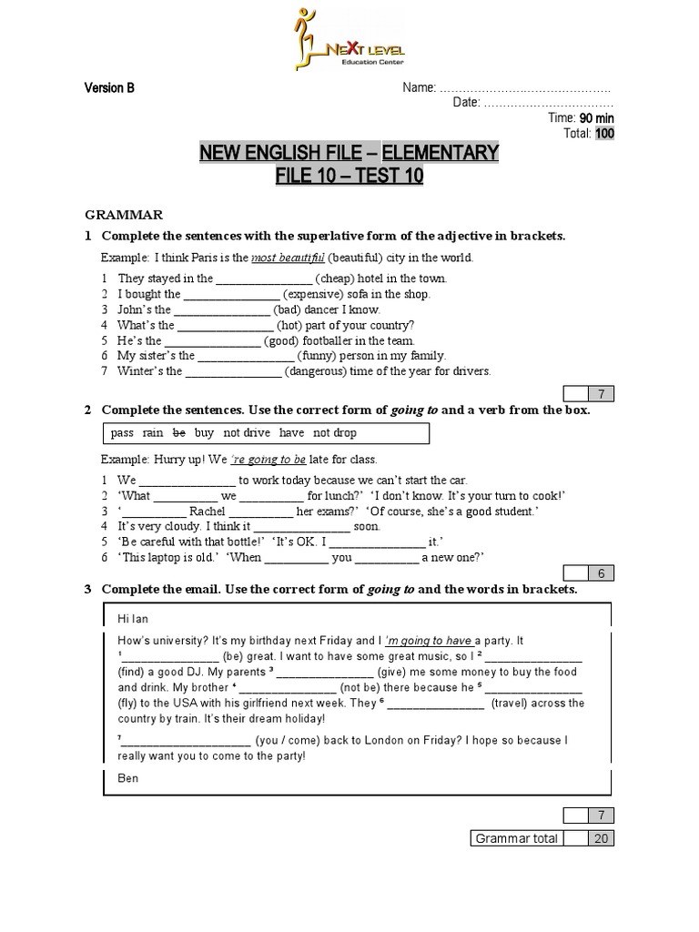 New English File - Elementary File 10 - Test 10 | PDF | Australia