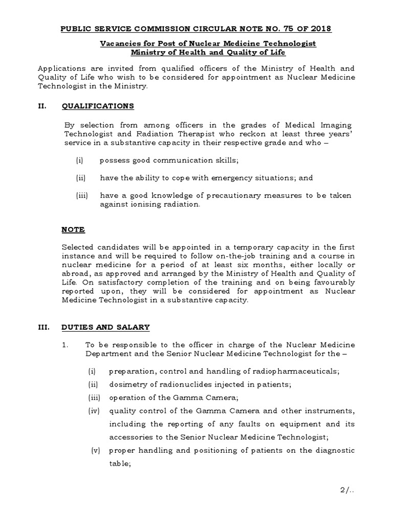 Public Service Commission Circular Note No. 75 of 2018 Vacancies For ...