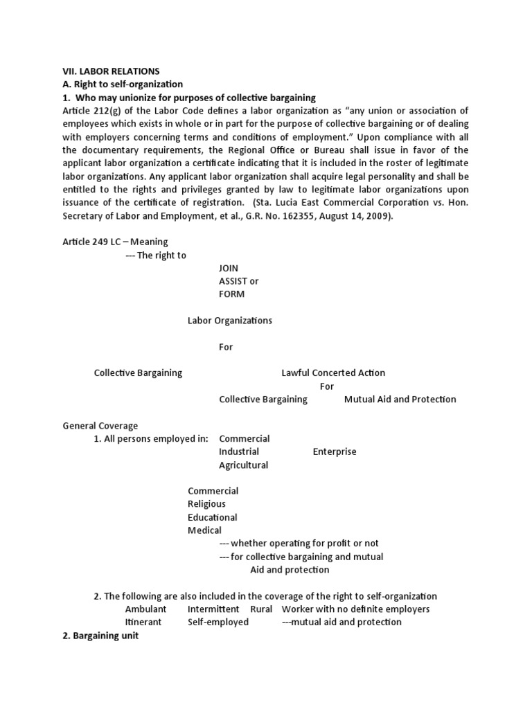 Right to Self-Organization in Labor Relations | PDF | Collective ...