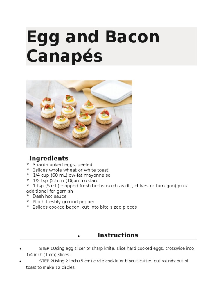 Canape Recipes | PDF | Pickled Cucumber | Sausage