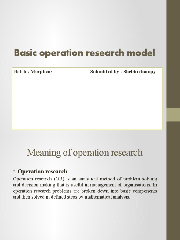 Basic Operation Research Model | PDF | Mathematical Optimization ...