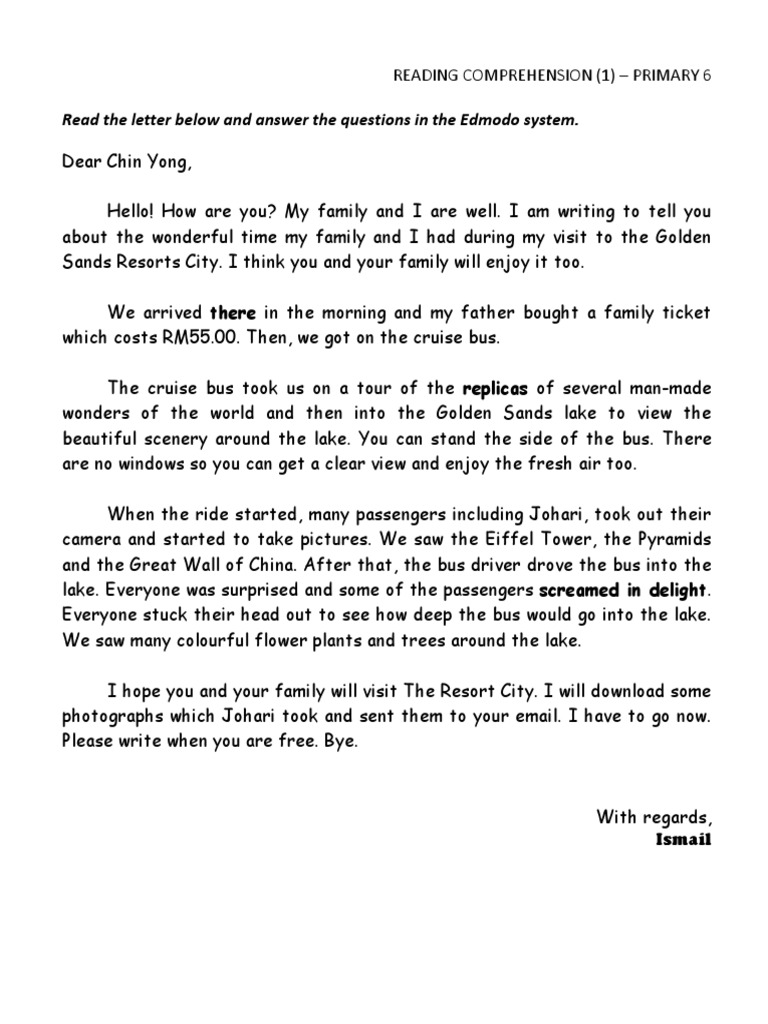 Read The Letter Below and Answer The Questions in The Edmodo System ...