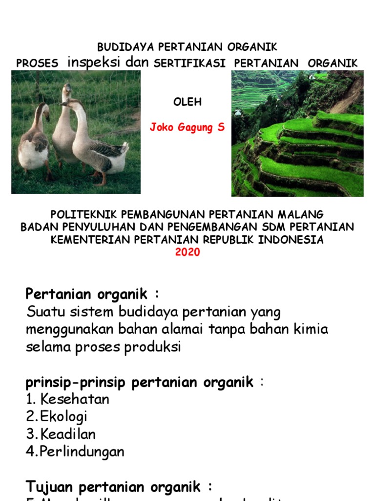 Proses Inspeksi Dan Sertifikasi Pertanian Organik | PDF