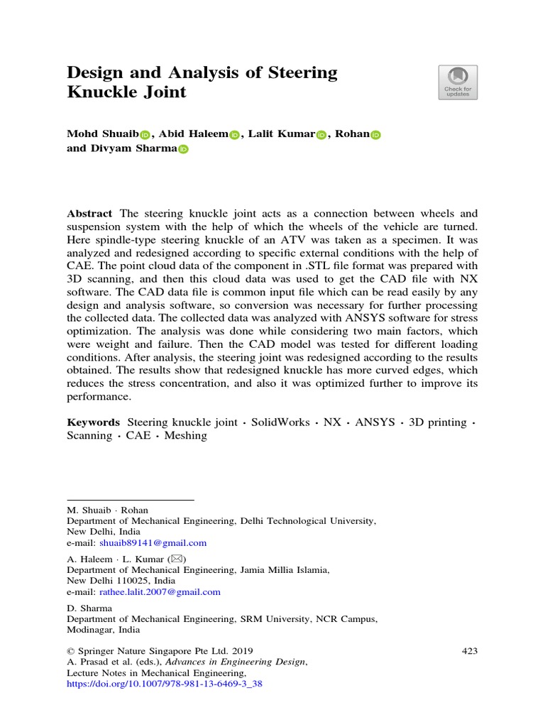 Design and Analysis of Steering Knuckle 2019 PDF | PDF | 3 D Computer ...