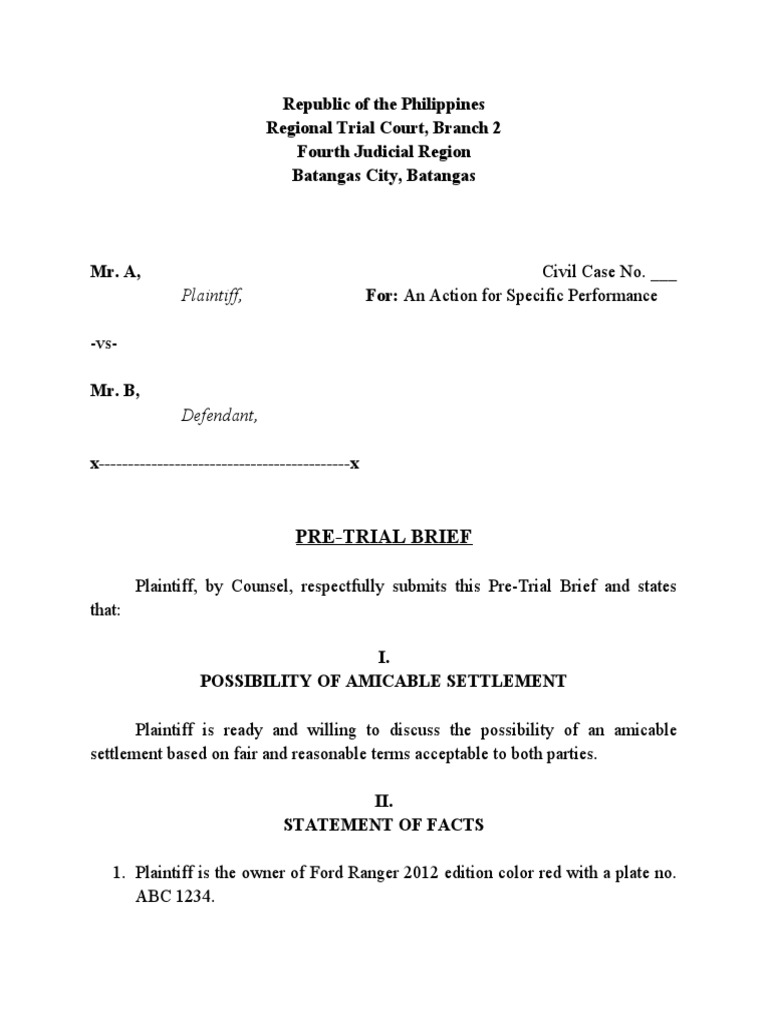 Republic of The Philippines Regional Trial Court, Branch 2 Fourth ...