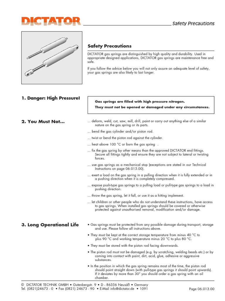 Safety Precautions PDF | PDF | Piston | Gases