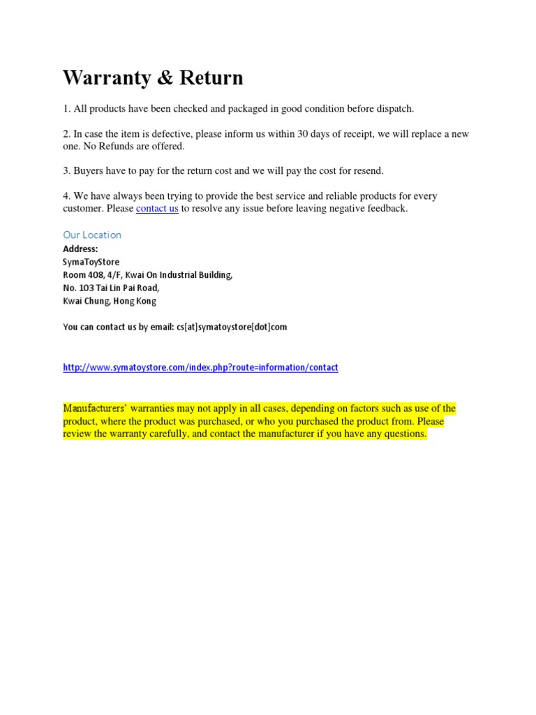 Warranty & Return Policy Guide | PDF