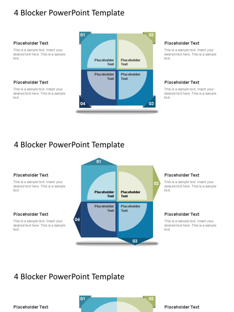 4 Blocker Powerpoint Template: Placeholder Text Placeholder Text ...