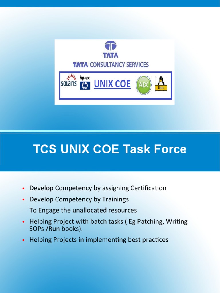 Tcs Unix Coe Task Force: Title | PDF | Computers
