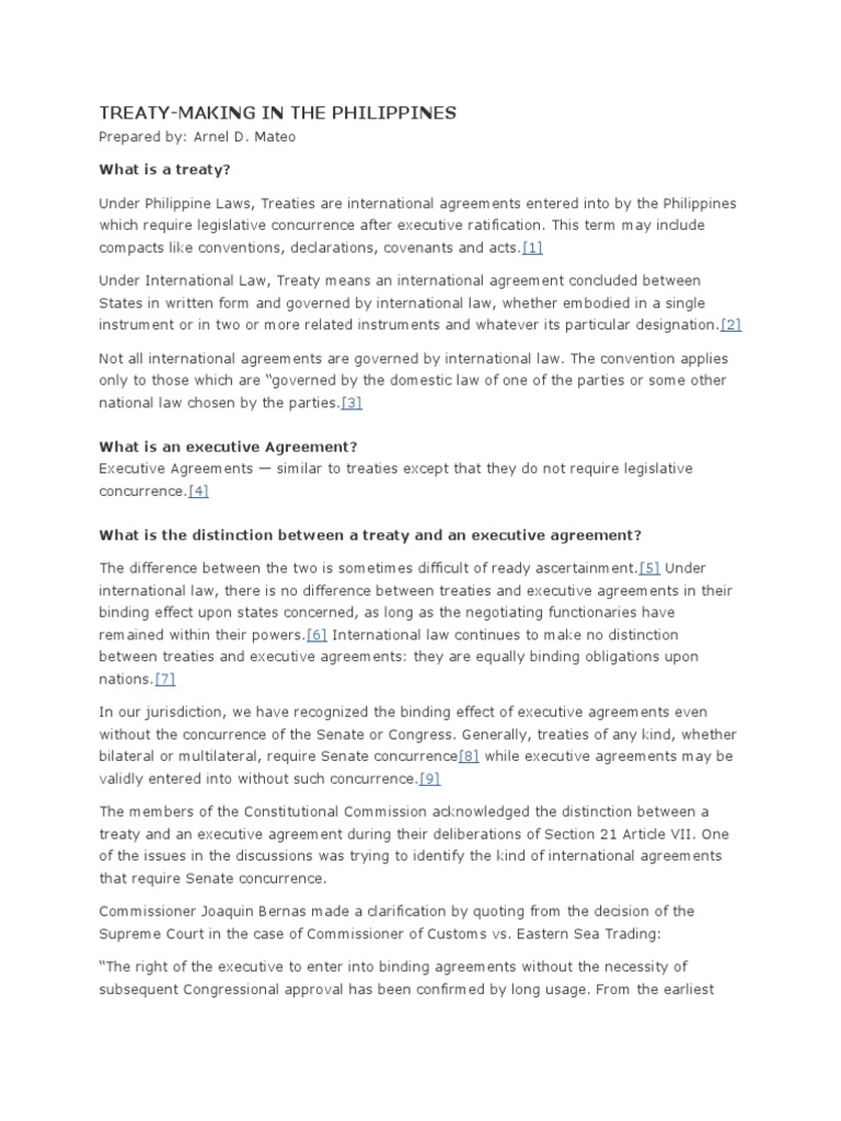 Treaty-Making in The Philippines: What Is A Treaty? | PDF | Treaty ...