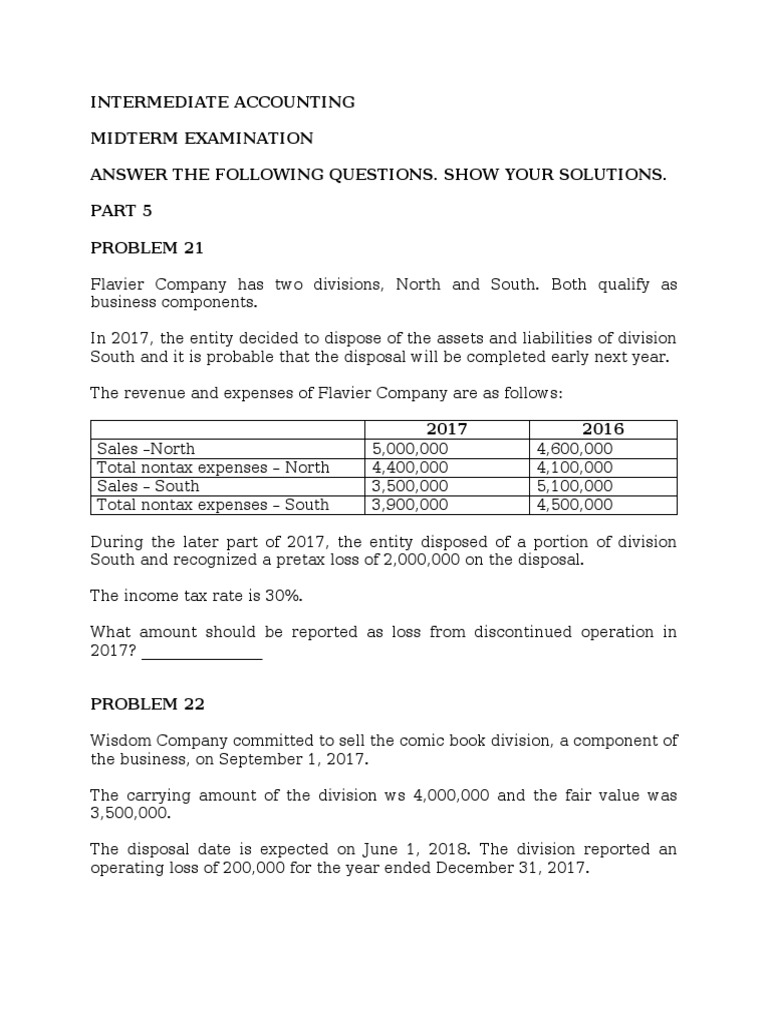 INTERMEDIATE ACCOUNTING - MIDTERM - 2019-2020 - 2nd Semester - PART5 ...