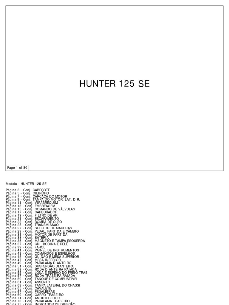 HUNTER 125 SE Catálogo de Peças | PDF