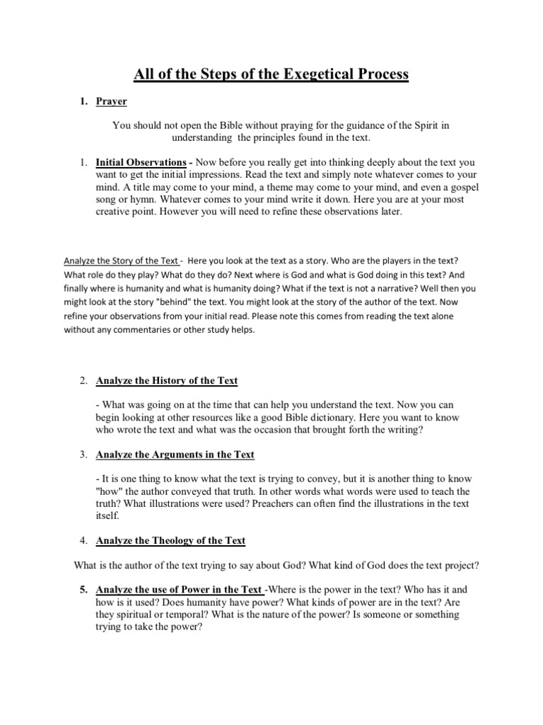 All of The Steps of The Exegetical Process | PDF | Sermon | God