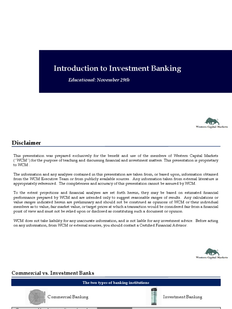 Introduction to investment banking divisions and capital markets | PDF ...