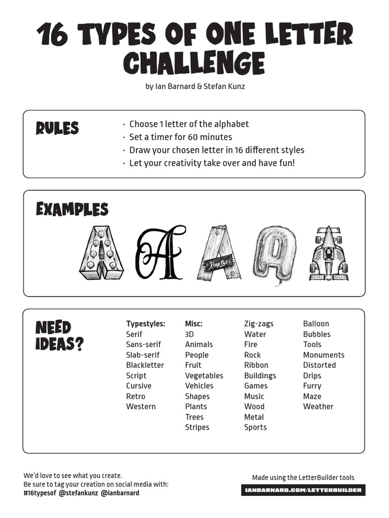 16 Types of One Letter Challenge A4 PDF | PDF | Printing | Graphic Design