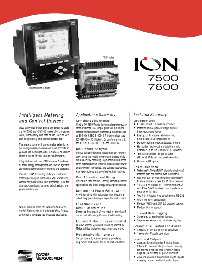 ION75007600 Long Datasheet | PDF | Ac Power | Electrical Engineering