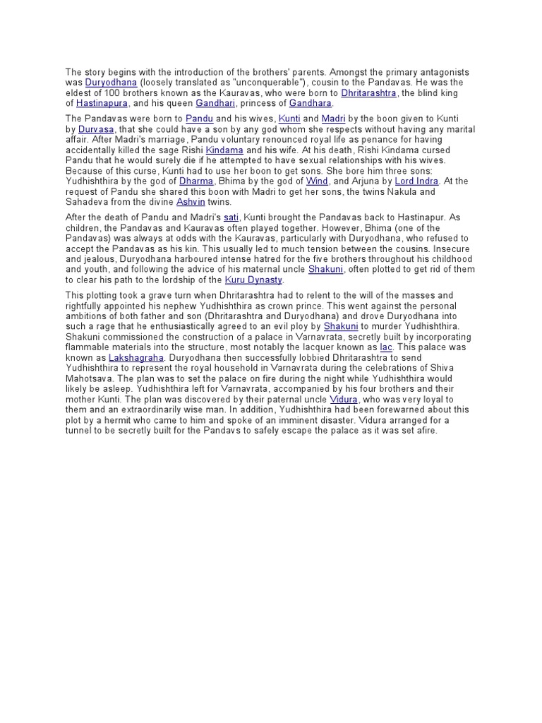Duryodhana Dhritarashtra Hastinapura Gandhari Gandhara Pandu Kunti ...
