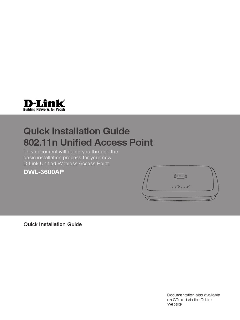 Quick Installation Guide 802.11n Unified Access Point: DWL-3600AP | PDF ...
