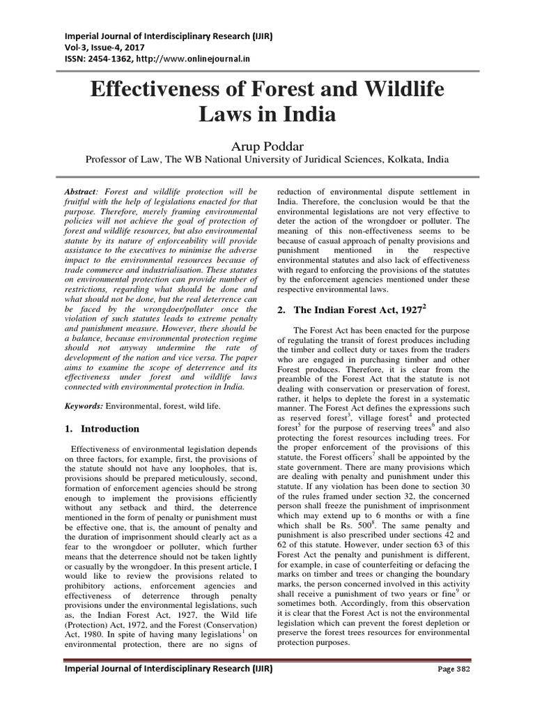 Effectiveness of Forest and Wildlife Laws | PDF | Punishments ...
