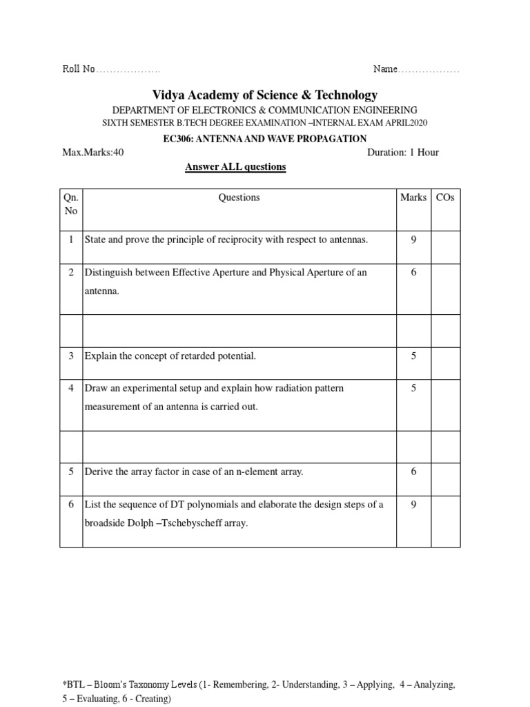Vidya Academy of Science & Technology: Answer ALL Questions | PDF