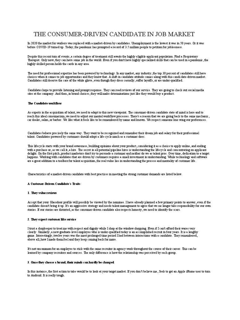 Consumer-Driven Candidates in Job Market | PDF | Recruitment | Brand