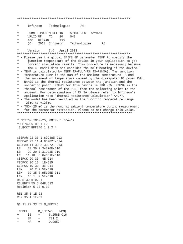 Instructions for Simulating an Infineon BFP740 Transistor Model in ...