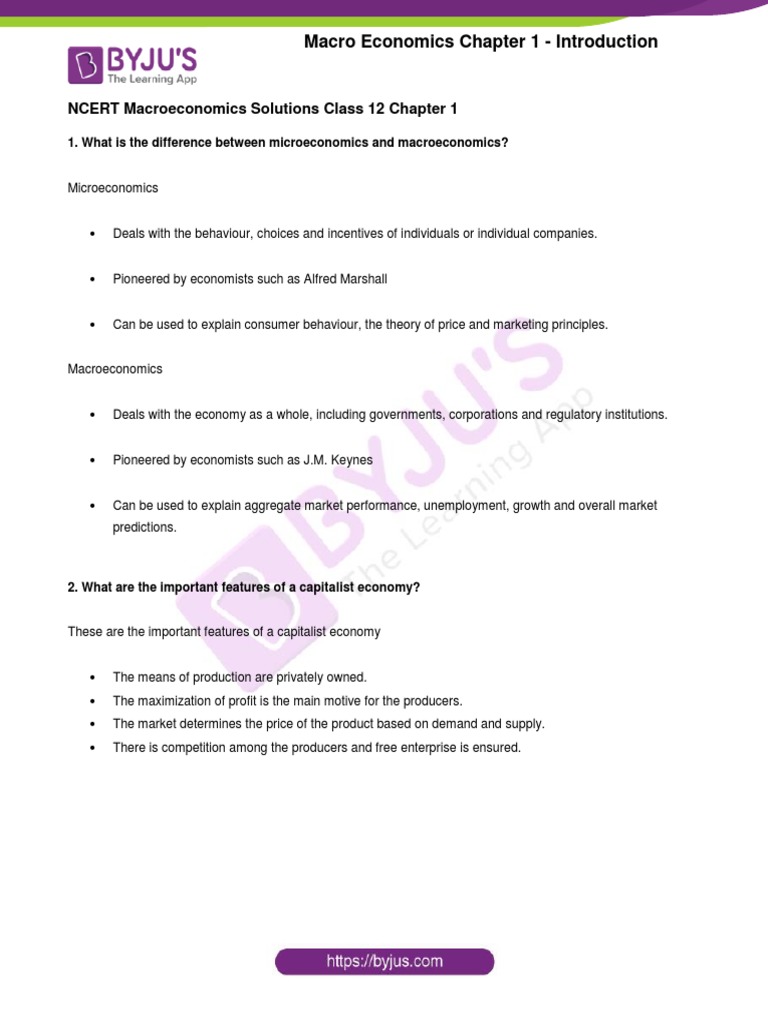 Ncert Sol Class 12 Macro Economics Chapter 1 PDF | PDF | Great ...