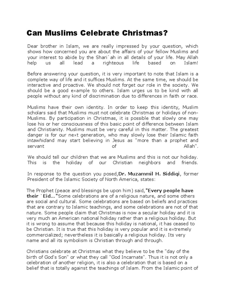 Can Muslims Celebrate Christmas | PDF | Prophets And Messengers In ...