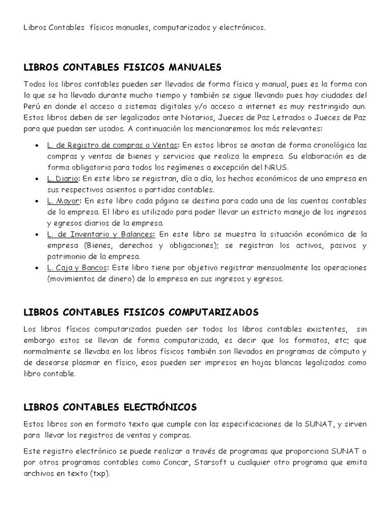 Libros Contables Fisicos Peru | PDF | Libros | Contabilidad
