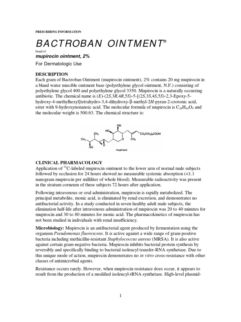 Us Bactroban Ointment | PDF | Medical Specialties | Drugs