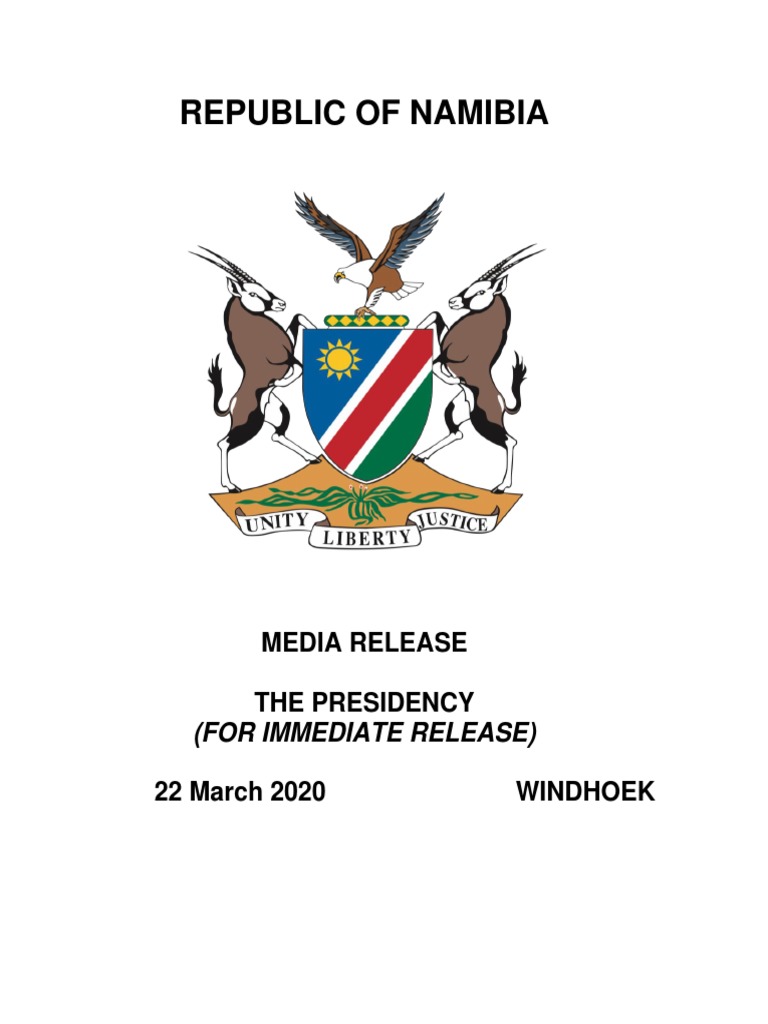 Republic of Namibia: Media Release The Presidency | PDF | Namibia ...