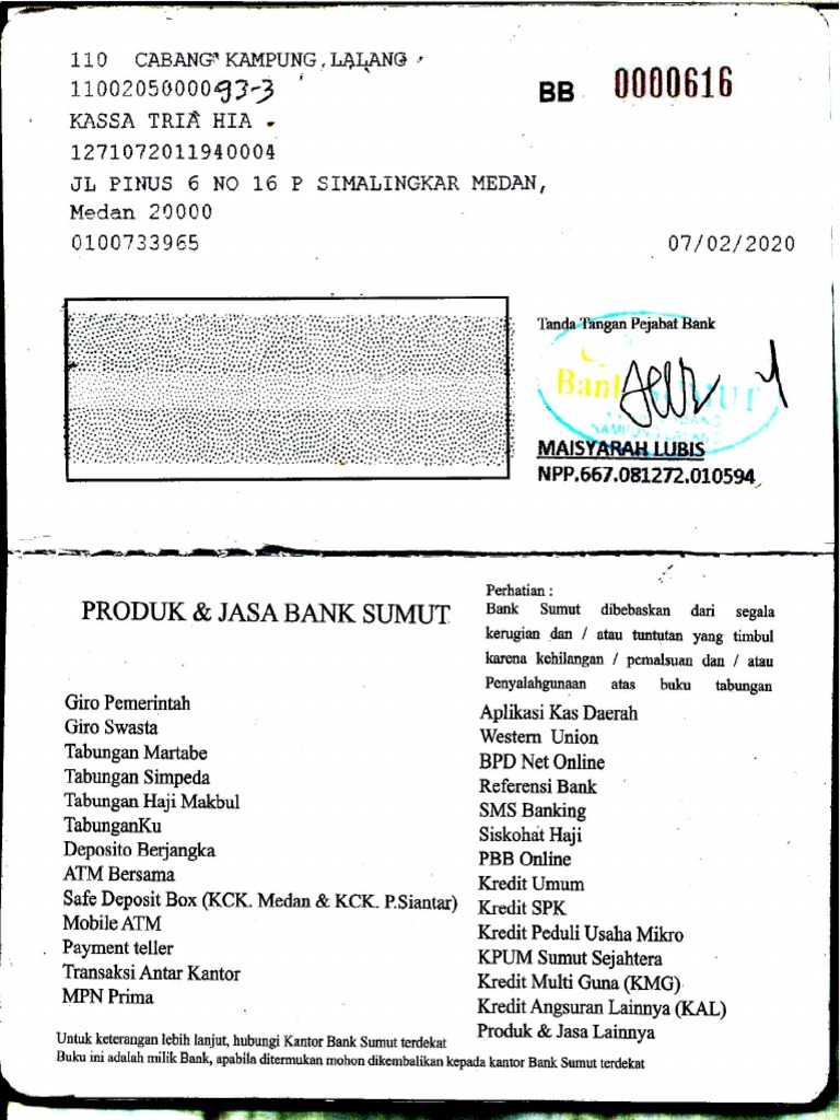 Rekening BANK Sumut | PDF