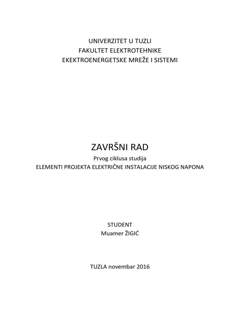 Diplomski Rad-Projekat Električnih Instalacija Niskog Napona | PDF