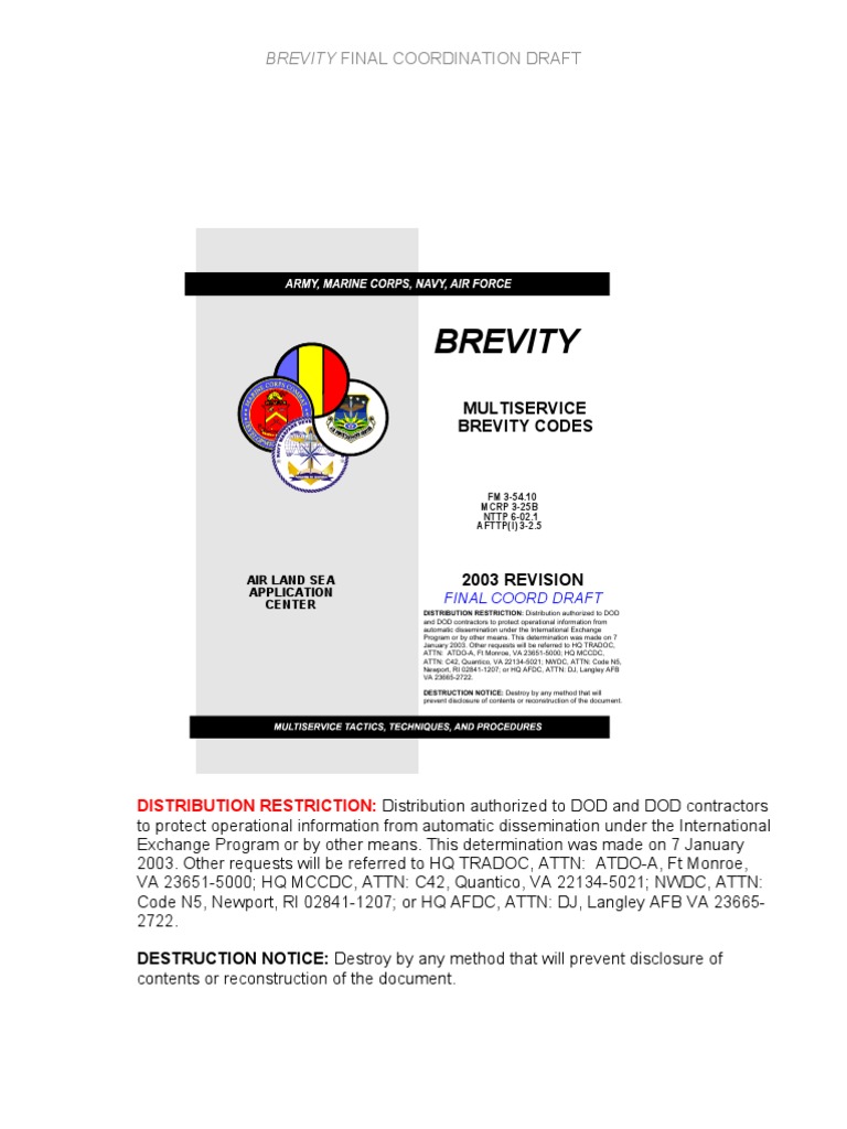 Us Brevity Codes | PDF | Electronic Warfare | Surface To Air Missile