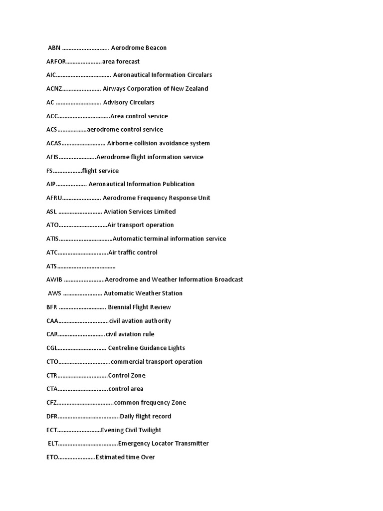 An Abbreviations Guide for Aviation Terms: A Reference of Common ...