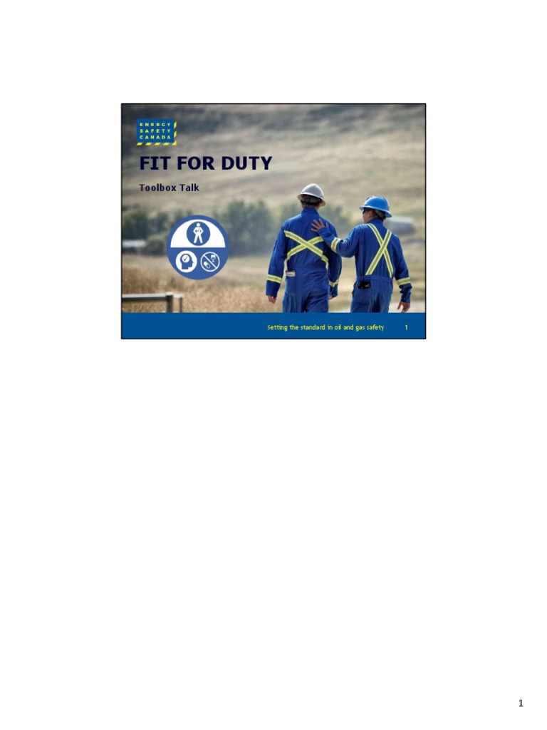 Fit For Duty Toolbox Talk (Notes Included) | PDF | Safety | Risk