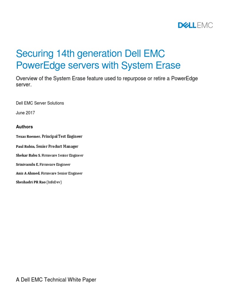 Securing 14th Generation Dell EMC PowerEdge Servers With System Erase | PDF