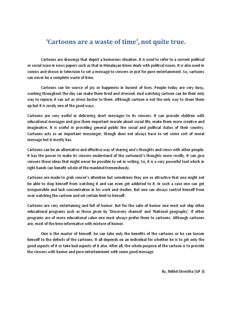 Cartoons Are A Waste of Time | PDF | Humour | Cartoon