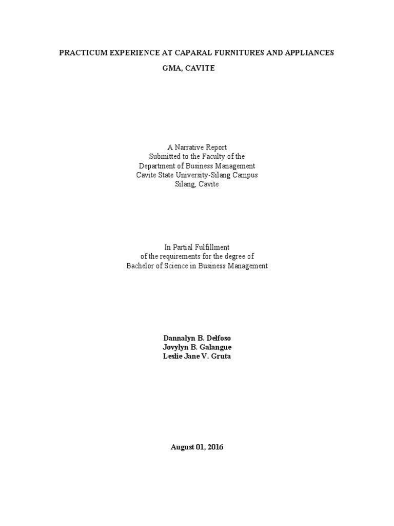 Final Narrative Report | PDF | Receipt | Retail