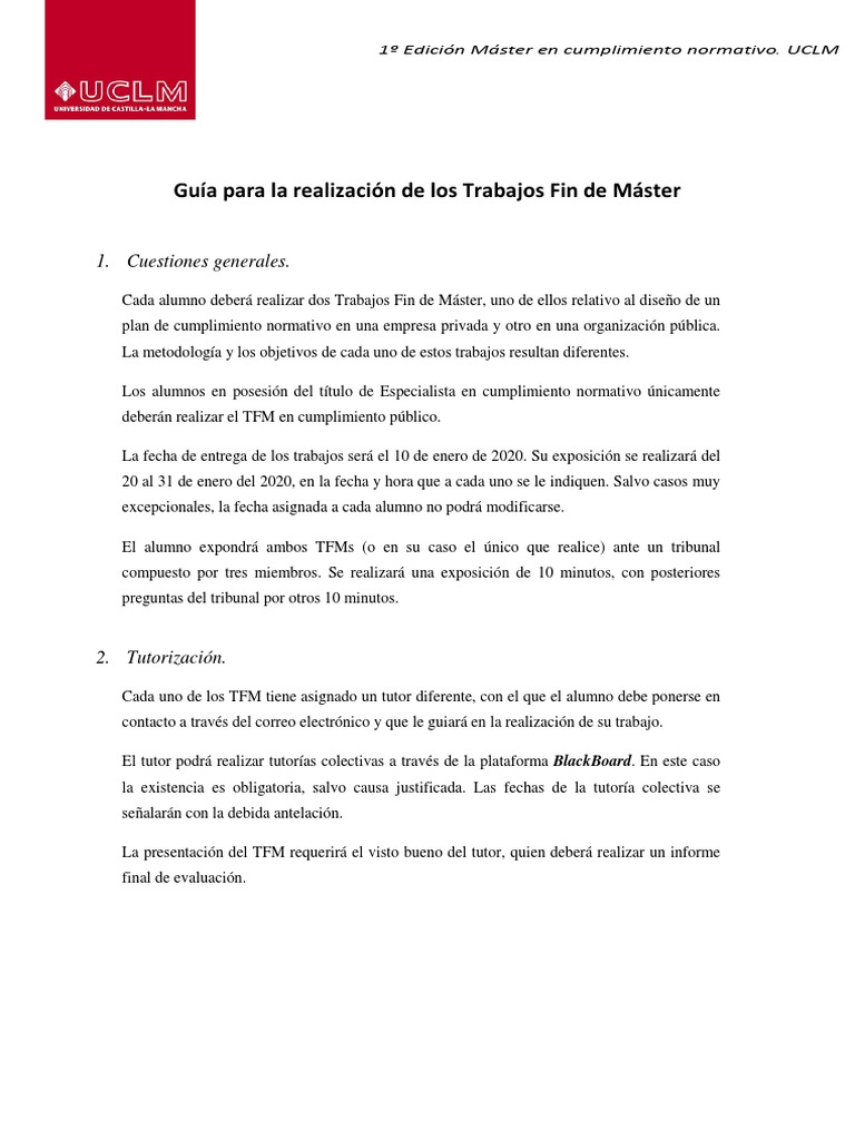 Guia para La Elaboracion de TFM PDF | PDF | Evaluación | Business