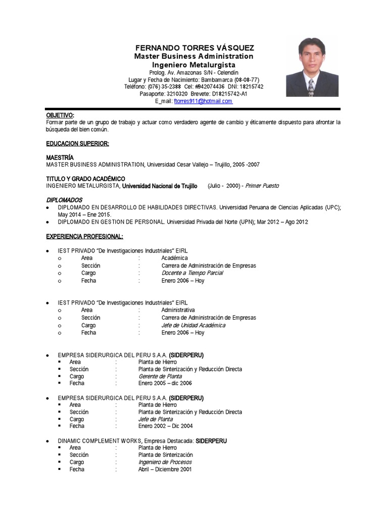 Modelo de CV | PDF | Perú | Rieles